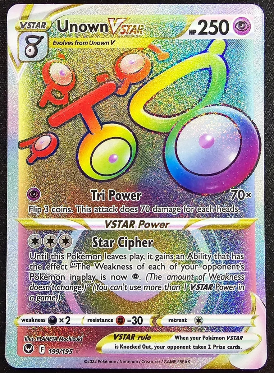 Unown VSTAR - Pokemon Silver Tempest FULL ART Rainbow Secret Rare #199 – The Traders Australia