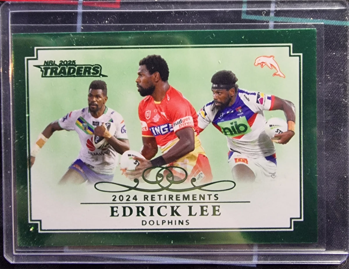 Edrick Lee #/64 - 2025 NRL Traders Titanium 2024 Retirements GREEN CAS ...