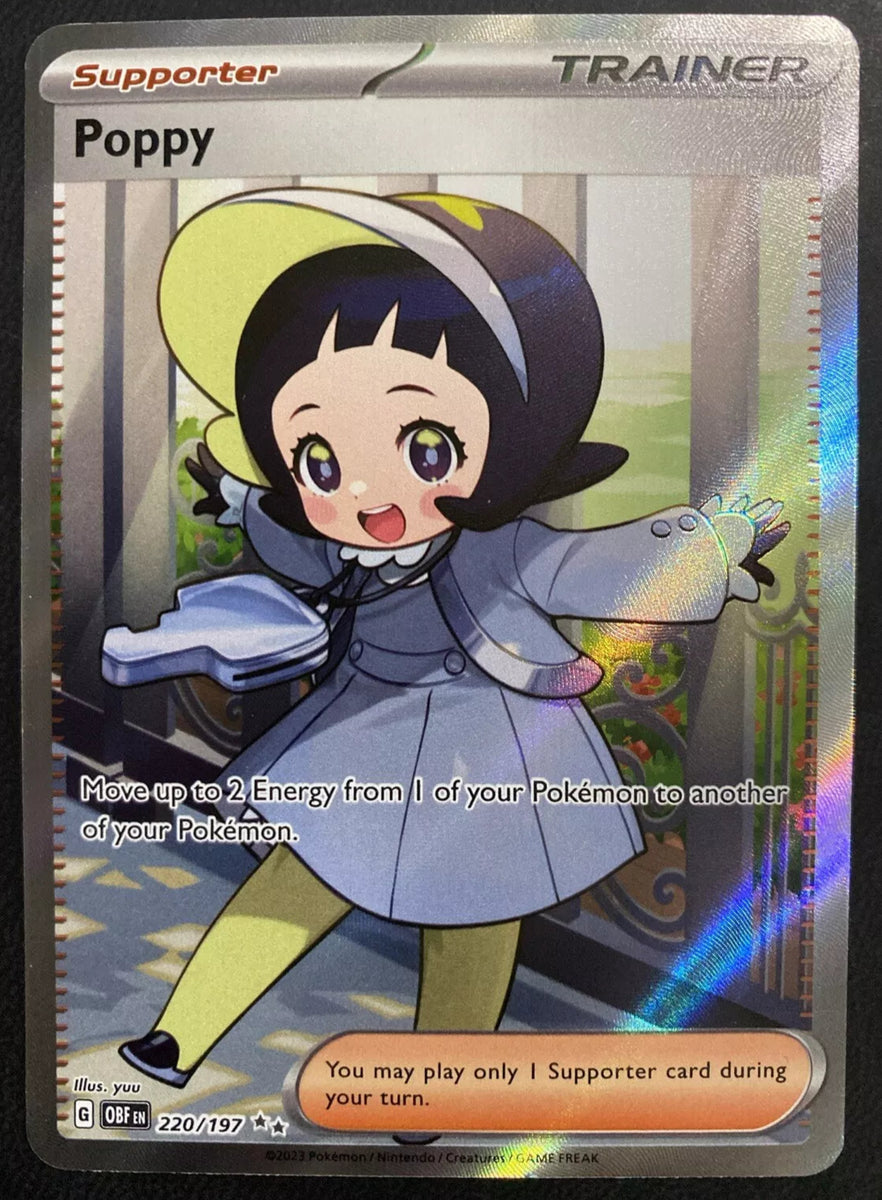 Poppy Trainer - Pokemon Obsidian Flames FULL ART Holo Foil Utra Rare ...