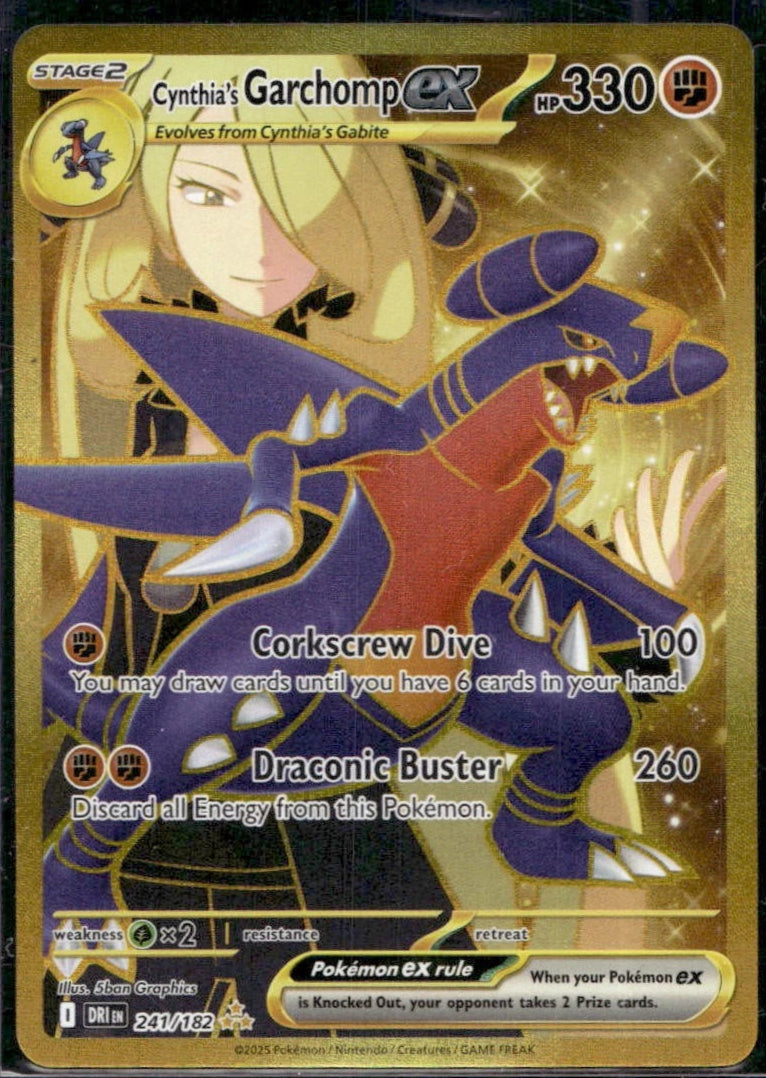 Cynthia's Garchomp EX - Pokemon Destined Rivals FULL ART Holo GOLD Hyp ...