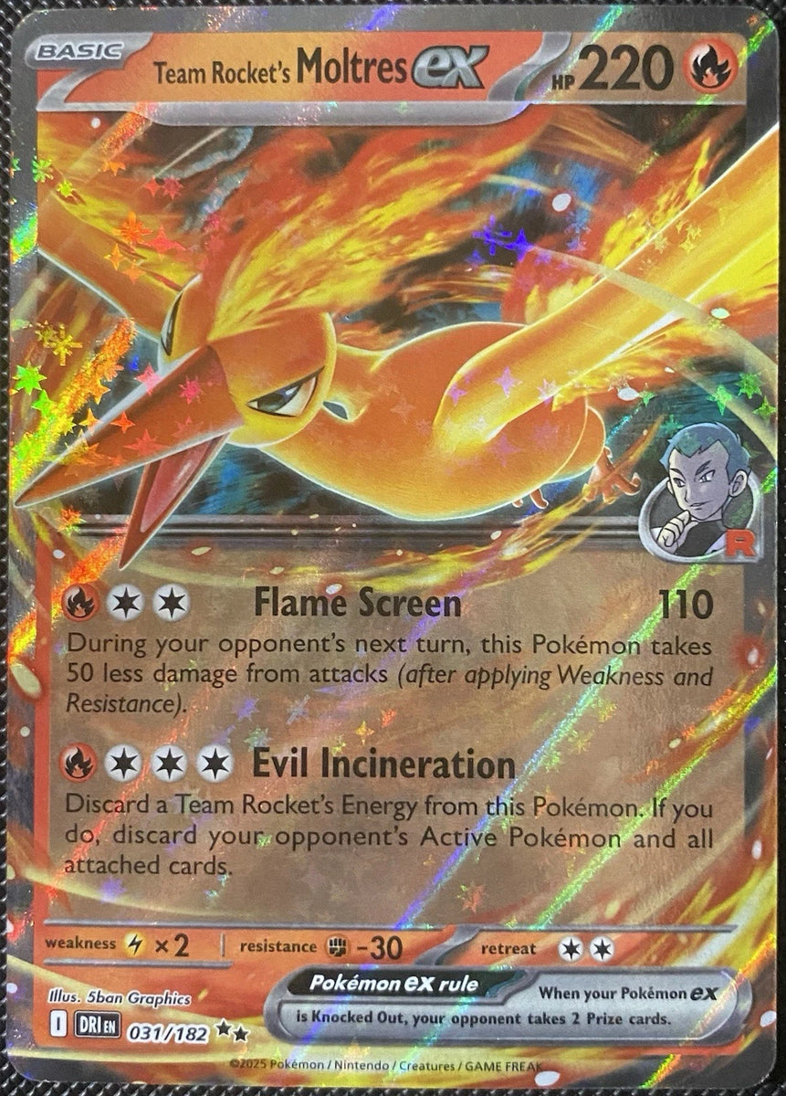 Team Rocket's Moltres EX - Pokemon Destined Rivals Holo Foil Double Ra ...