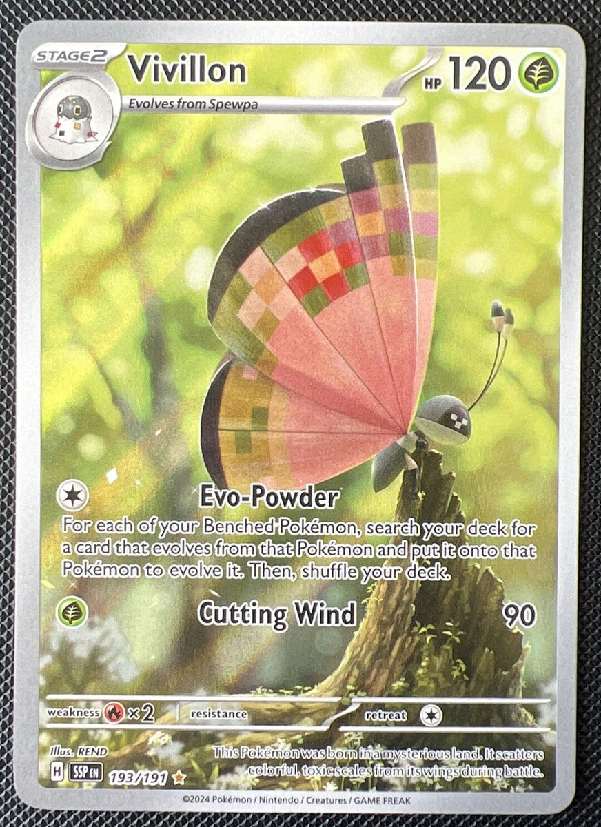 Vivillon - Pokemon Surging Sparks FULL ART Holo Foil Illustration Rare ...