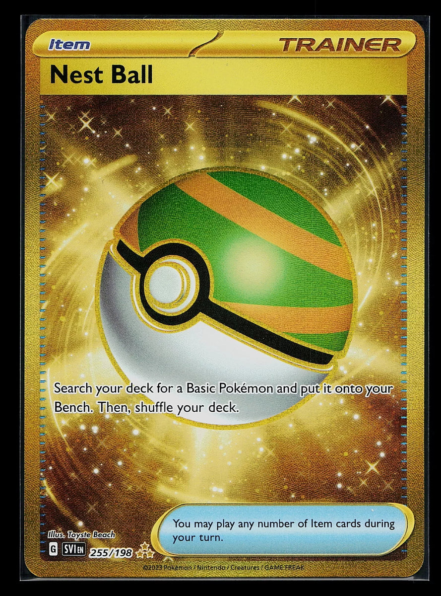Nest Ball Trainer - Pokemon Scarlet & Violet FULL ART GOLD Hyper Rare ...