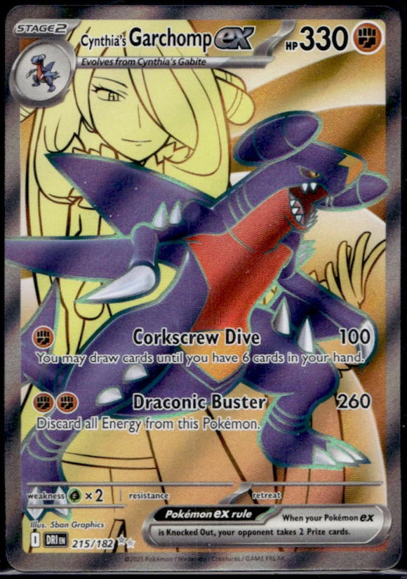Cynthia's Garchomp EX - Pokemon Destined Rivals FULL ART Holo Foil Ult ...