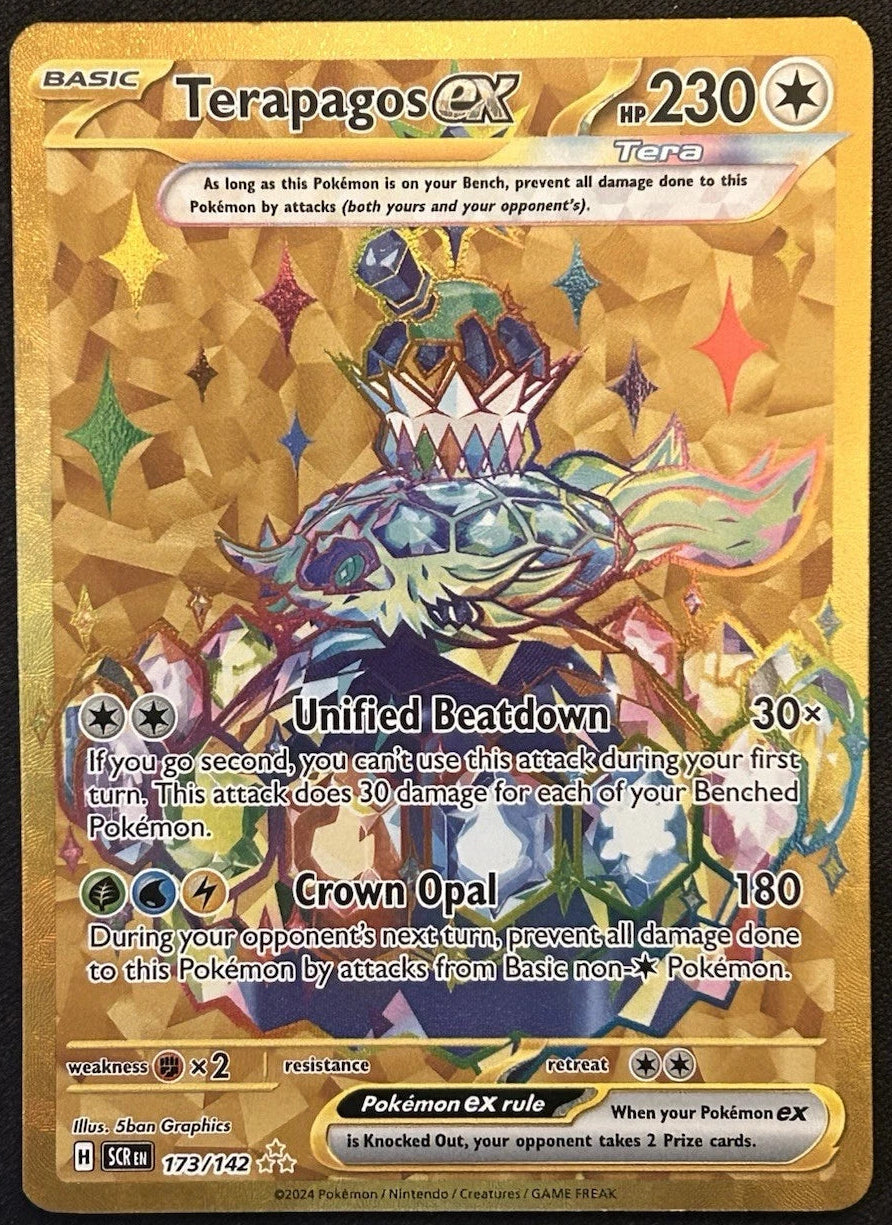 Terapagos EX - Pokemon Stellar Crown FULL ART GOLD Holo Foil Hyper Rar